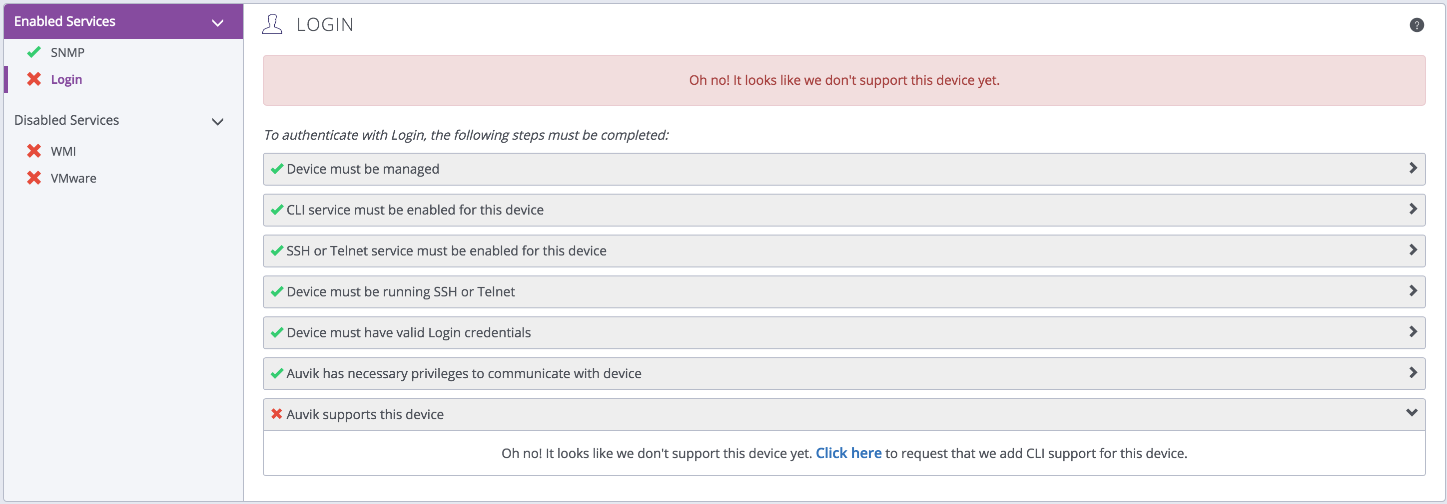 Troubleshoot login credentials – Auvik Support