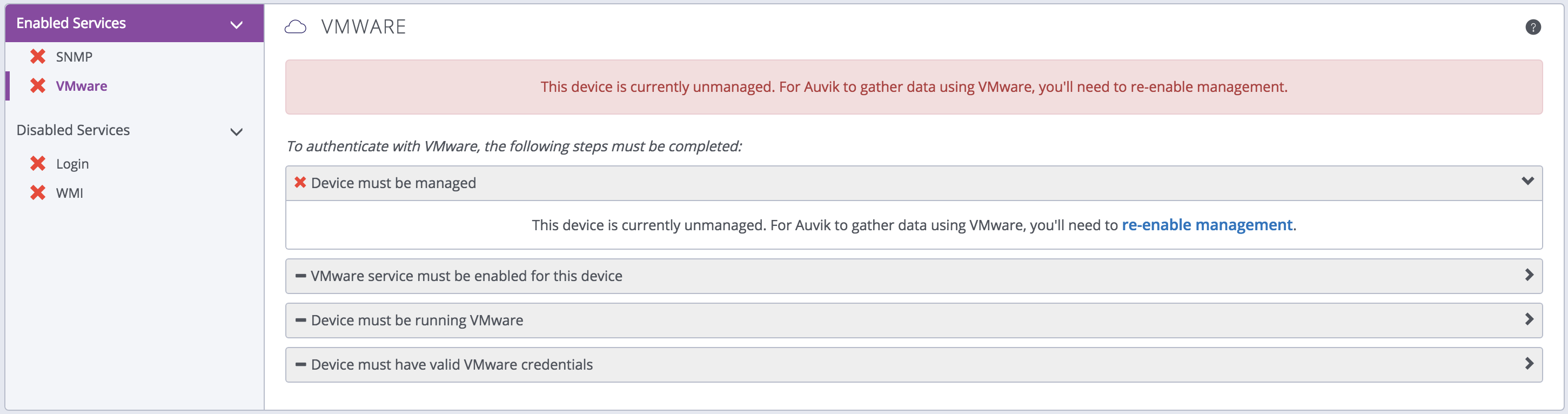 Troubleshooting Vmware Credentials Auvik Support