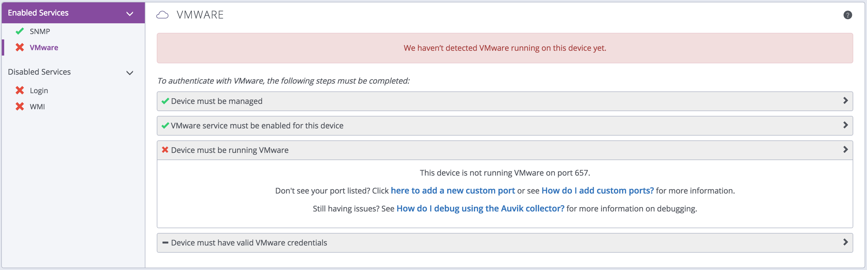 Troubleshooting Vmware Credentials Auvik Support
