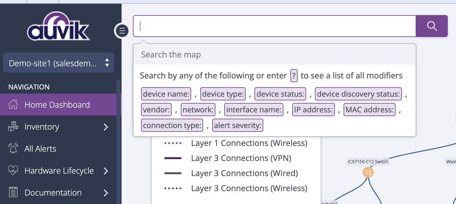 How do I search or filter for items on my map? – Auvik Support