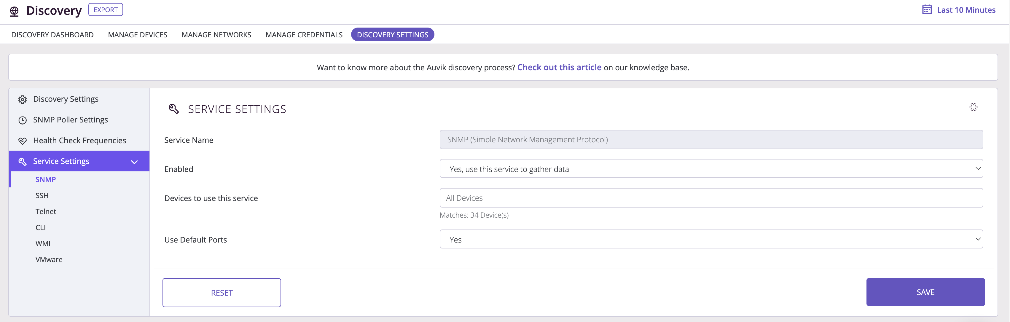 How do I manage discovery services? – Auvik Support