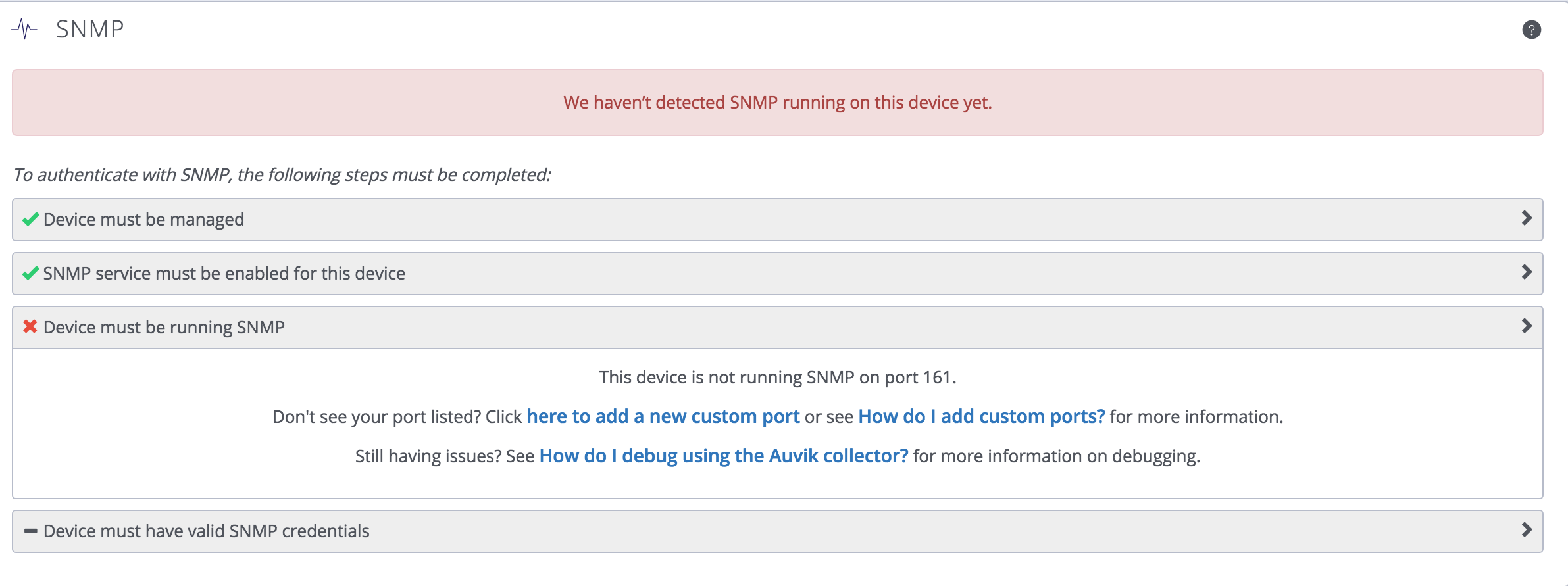 Troubleshoot SNMP credentials – Auvik Support