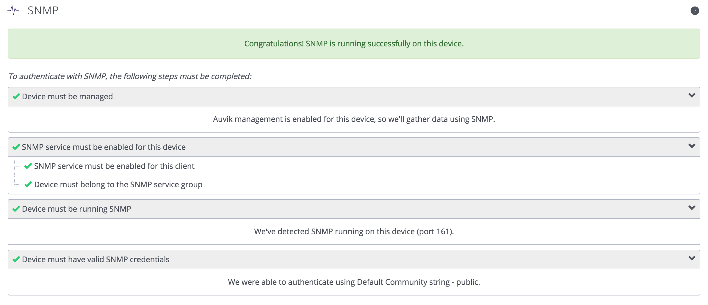 Troubleshoot SNMP credentials – Auvik Support