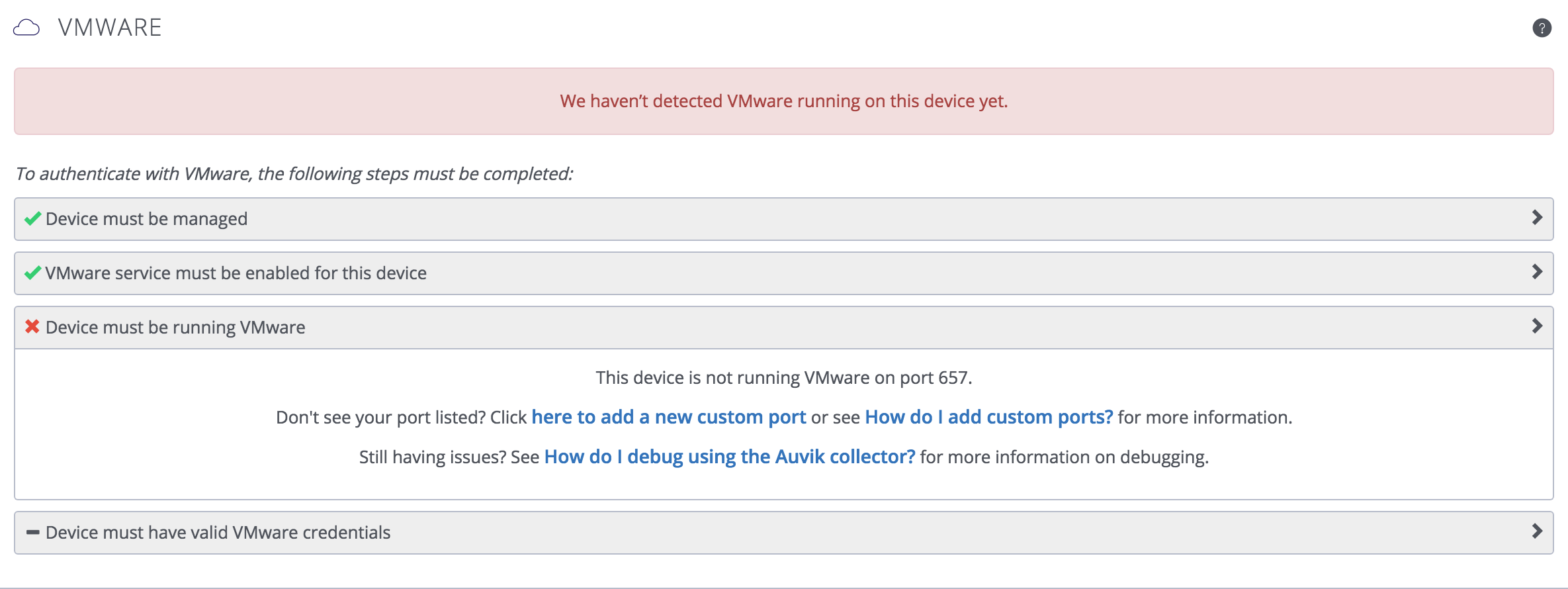 Troubleshooting VMware credentials – Auvik Support