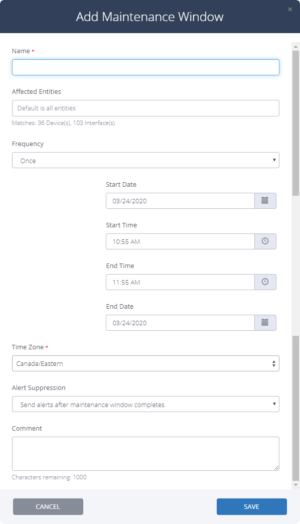 How do I start, edit, or end a maintenance window? – Auvik Support