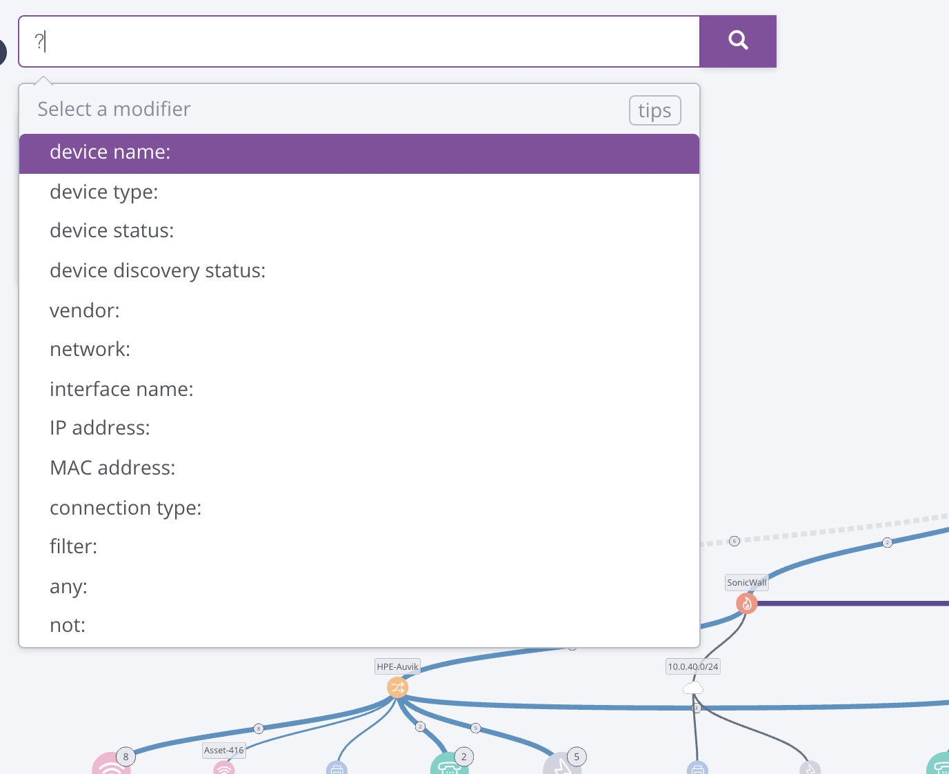 How do device and interface search and selection work? – Auvik Support